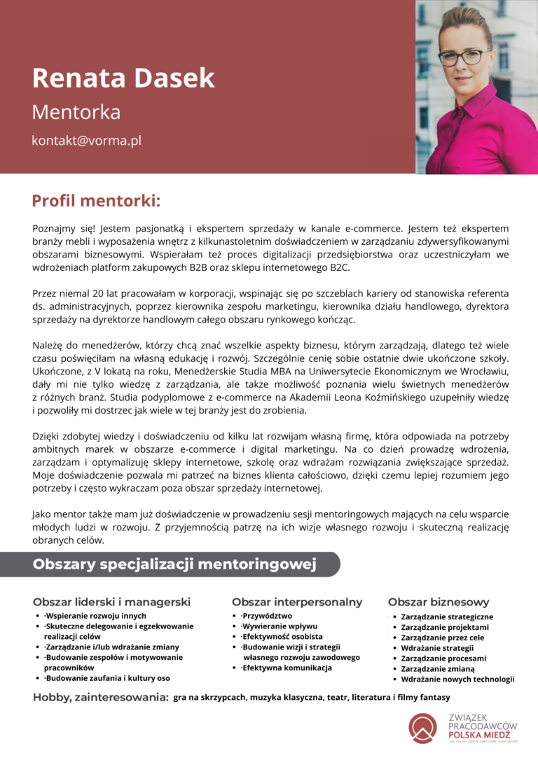 Związek Pracodawców POLSKA MIEDŹ | » Renata Dasek Związek Pracodawców POLSKA MIEDŹ | » Renata Dasek